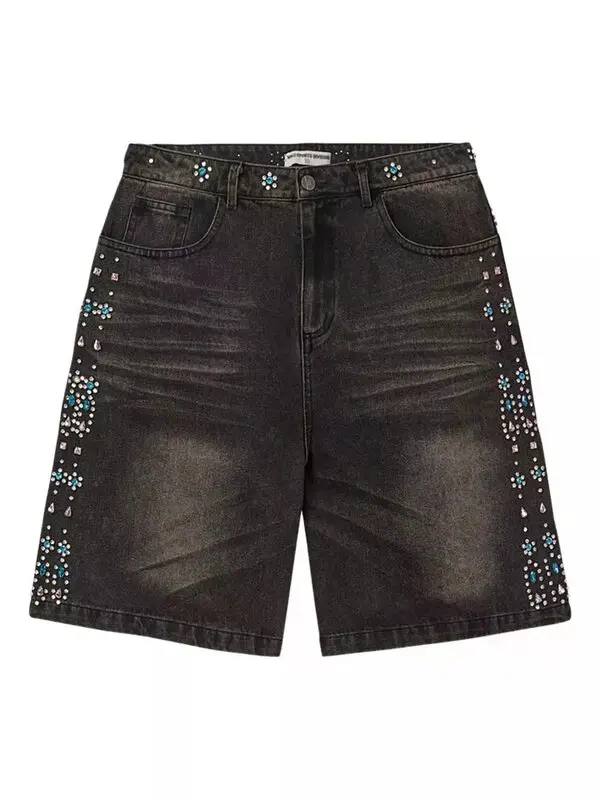 VALE FOREVER Candy Embellished Denim Shorts - Black