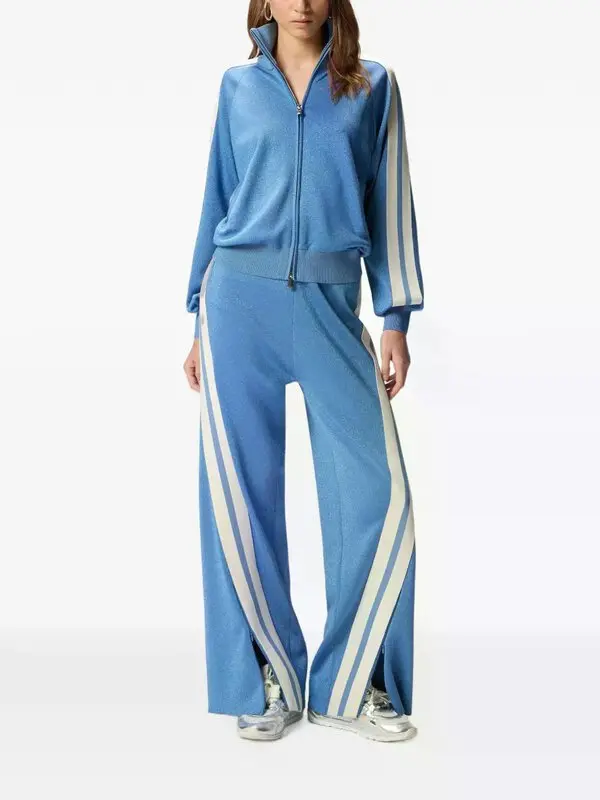 Pinko Striped-sleeve Zip-up Sweatshirt - Blue