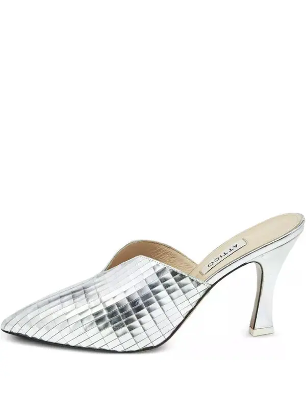 Attico Stiletto Mules - Silver