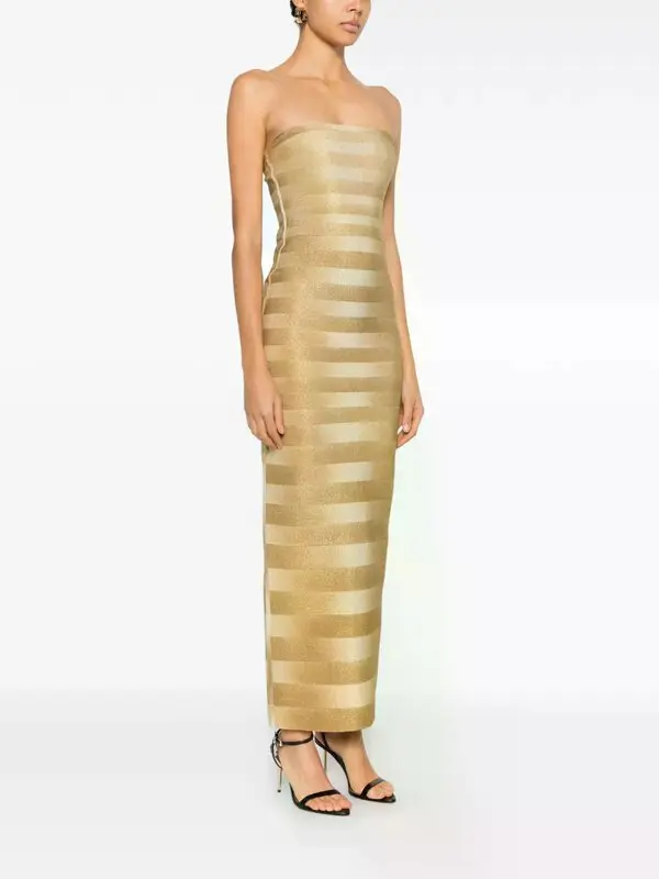 herve leger gold strapless dress Gold Tailored Scarf Mini Dress – Montsand main image 1
