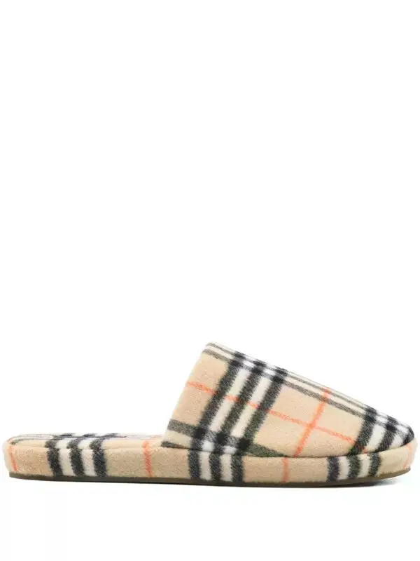 Burberry Check-pattern Slippers - Neutrals