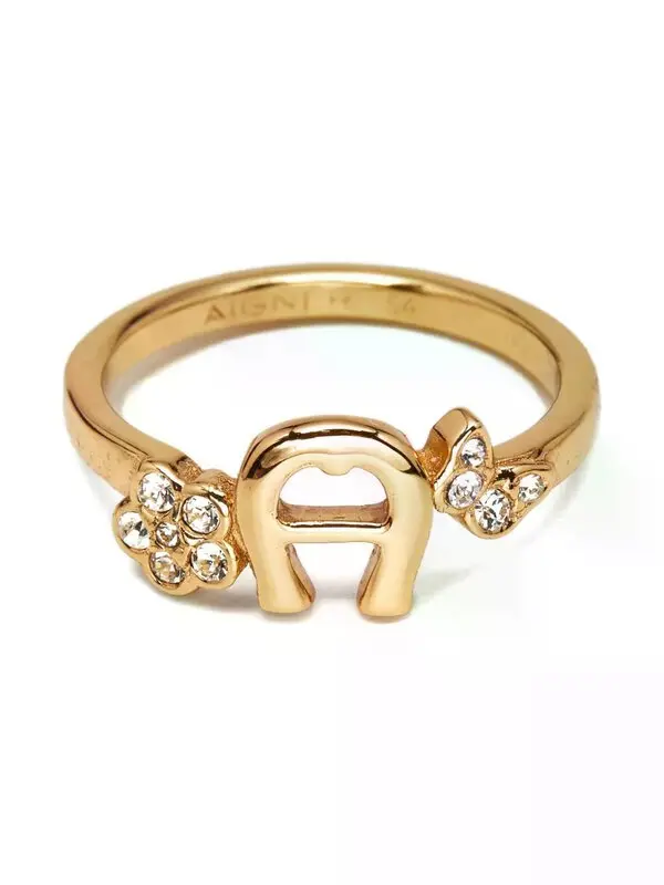 AIGNER Logo Crystal Ring - Gold