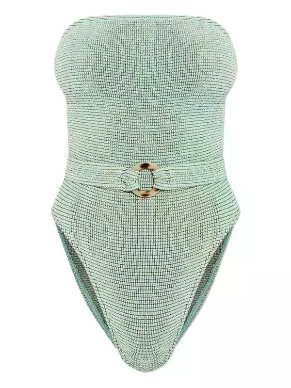 Bond Eye Belted Strapless One-piece Swimsuit - Green