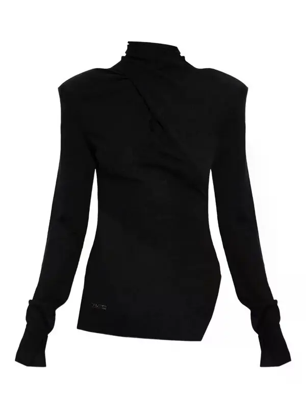 Attico Draped Logo-embroidered Long-sleeved T-shirt