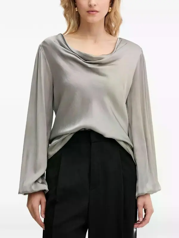 FRACOMINA Cowl Neck Long Sleeve Top - Grey