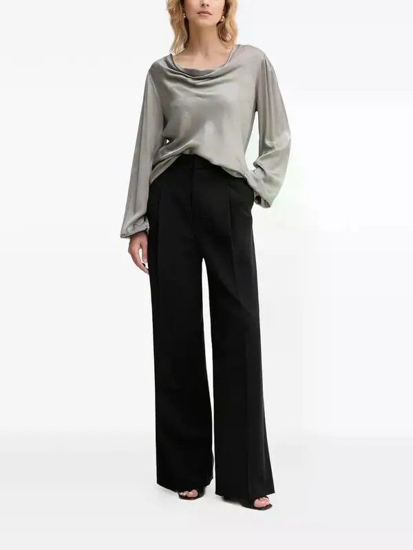 FRACOMINA Cowl Neck Long Sleeve Top - Grey