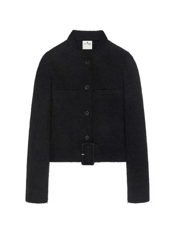 COURREGES Buckle-detail Tweed Jacket - Black