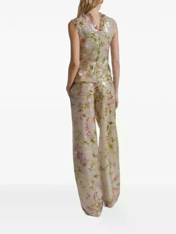 Alberta Ferretti Sequin Floral Tank Top