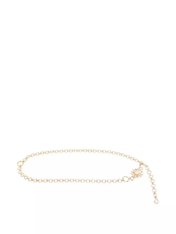 Maje Flower Zirconia Chain Belt - Gold