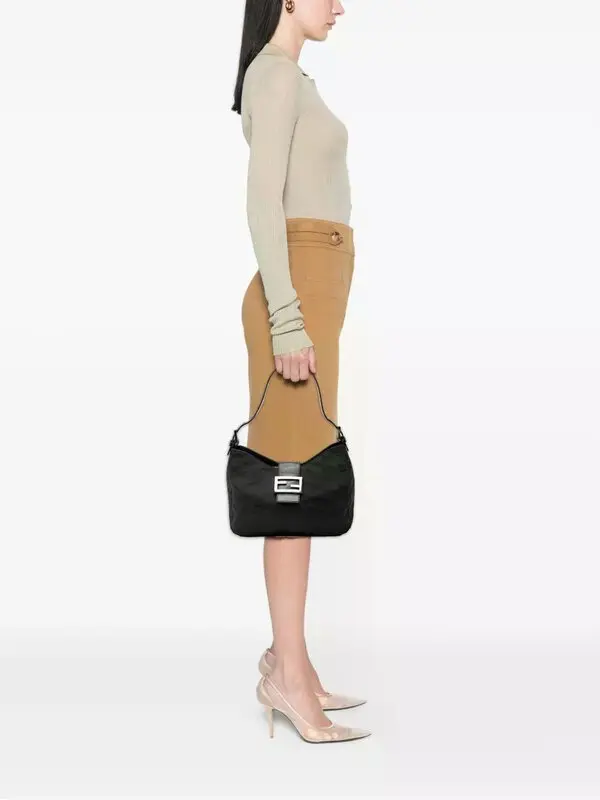 Fendi Ff Zebra Print Canvas Shoulder Bag