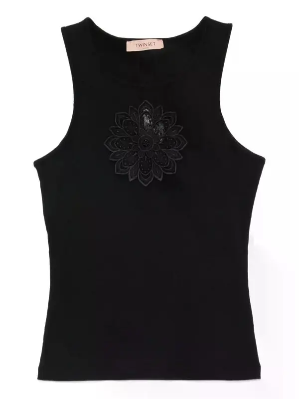 TWINSET Floral Appliqué Tank Top