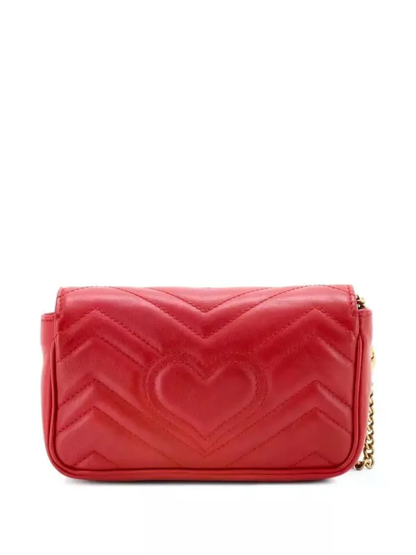 Gucci Gg Marmont Matelasse Leather Super Mini Flap Crossbody Bag - Red