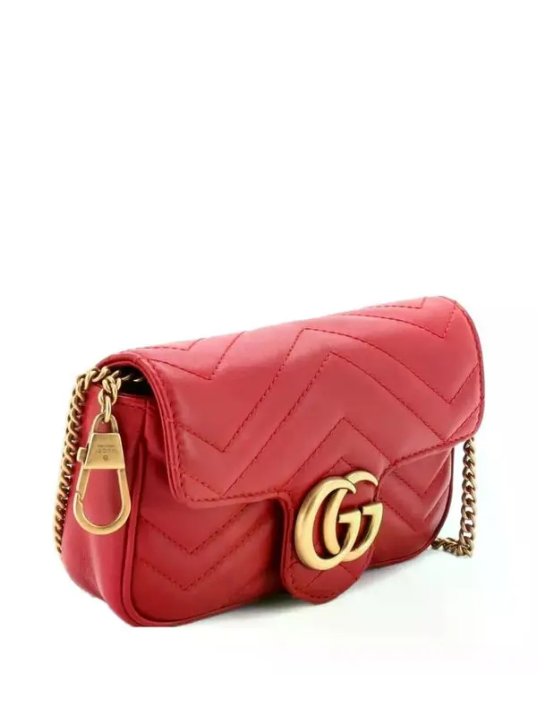 Gucci Gg Marmont Matelasse Leather Super Mini Flap Crossbody Bag - Red
