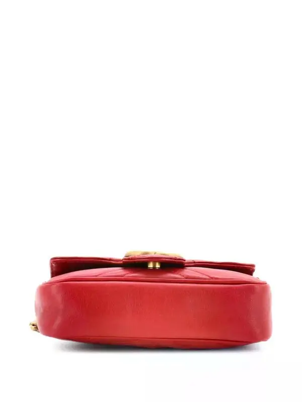 Gucci Gg Marmont Matelasse Leather Super Mini Flap Crossbody Bag - Red