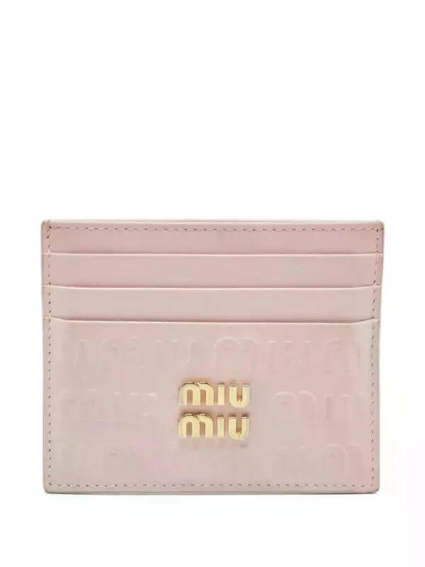 Miu Miu Embossed-monogram Card Holder - Pink