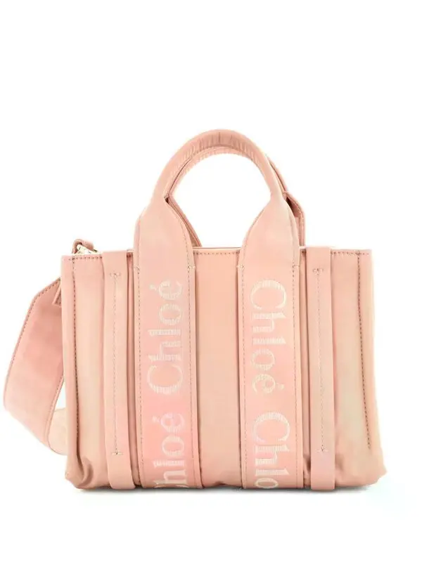 Chloé Woody Convertible Recycled Nylon Small Tote Bag - Pink