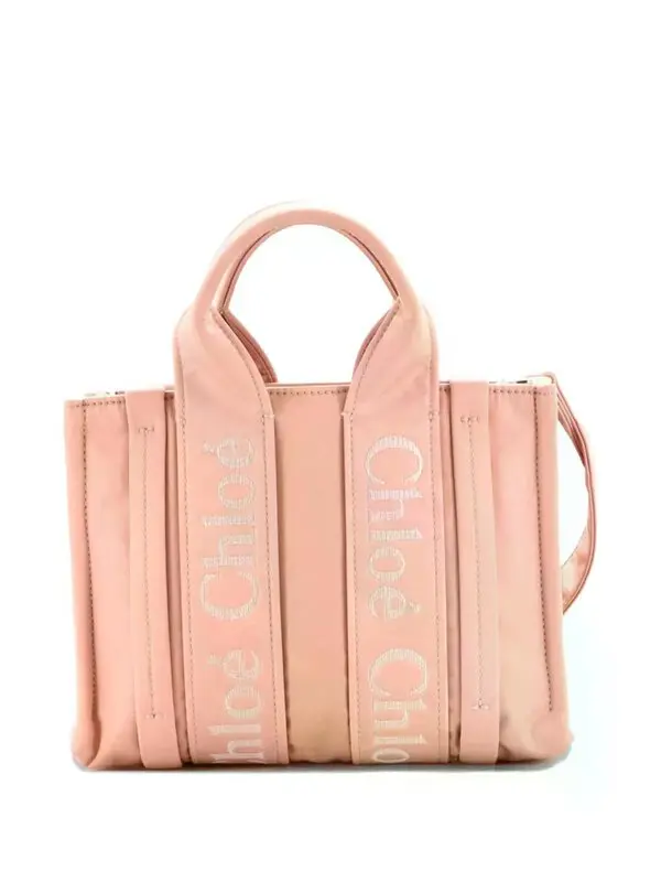 Chloé Woody Convertible Recycled Nylon Small Tote Bag - Pink