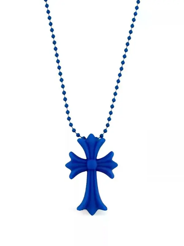 Chrome Hearts Cross Pendant Ball Chain Necklace - Blue