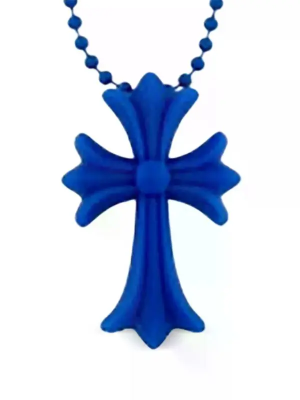 Chrome Hearts Cross Pendant Ball Chain Necklace - Blue