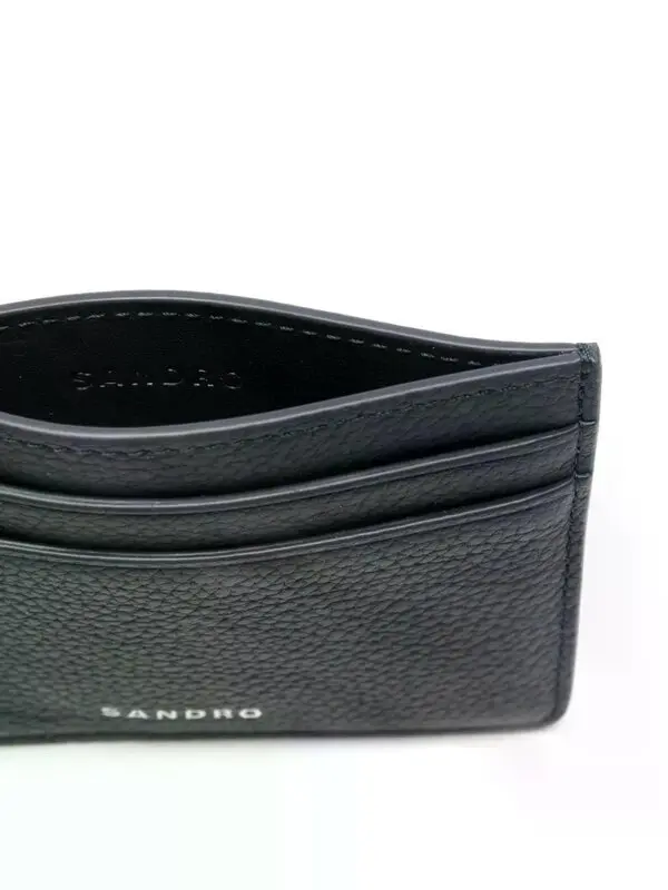 Sandro Grained Leather Card Holder - Blue