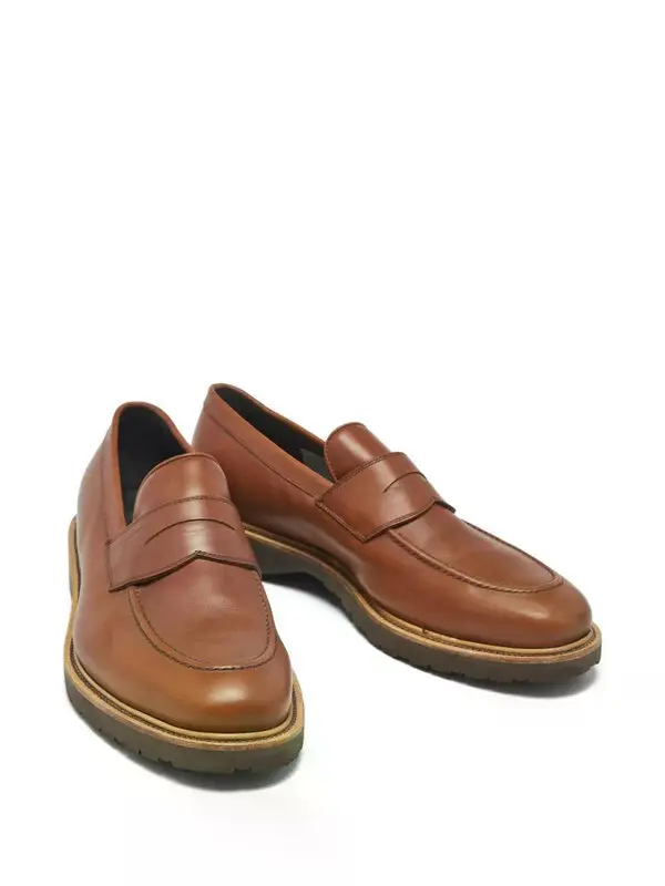 FERRAGAMO Leather Penny Loafers
