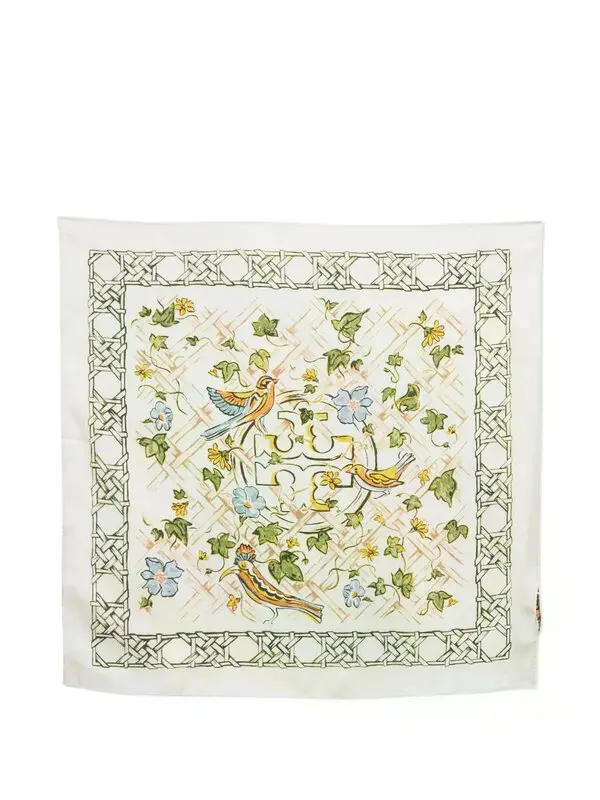 Tory Burch Silk Bird Neckerchief - Neutrals