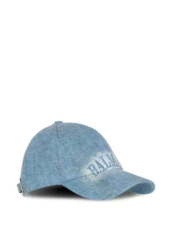 Balmain Logo-print Denim Cap - Blue