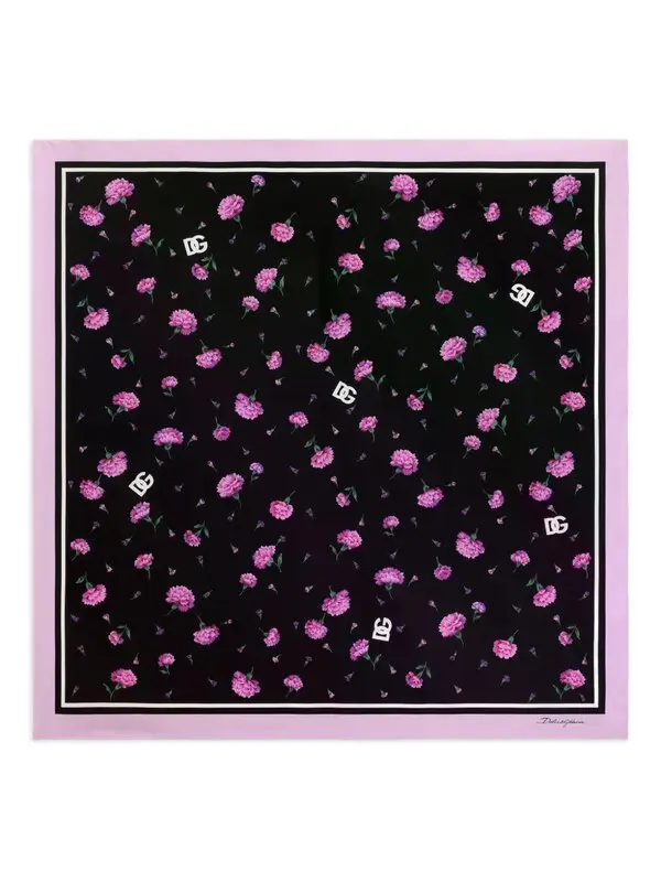 Dolce & Gabbana Carnations-print Scarf - Black