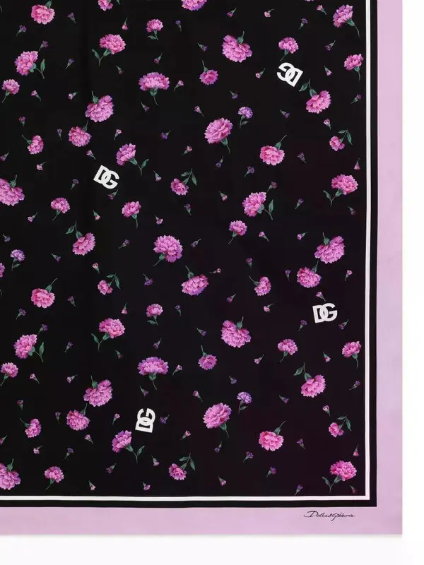 Dolce & Gabbana Carnations-print Scarf - Black