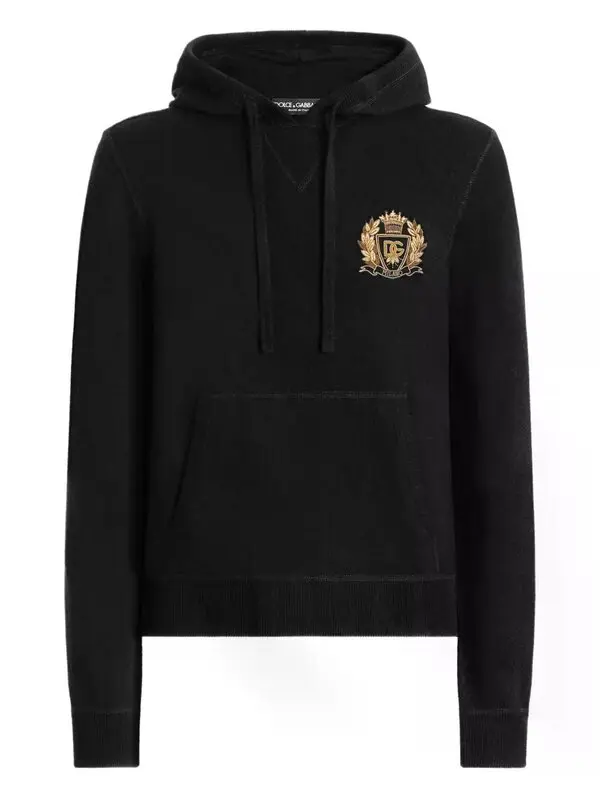 Dolce & Gabbana Cashmere Hoodie With Logo Appliqu