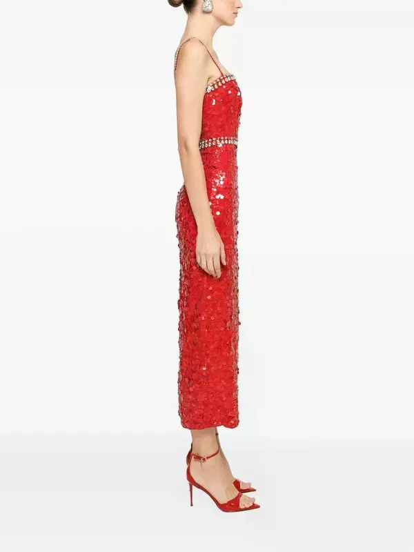 NISSA Crystal-embellished Sequin Midi Dress