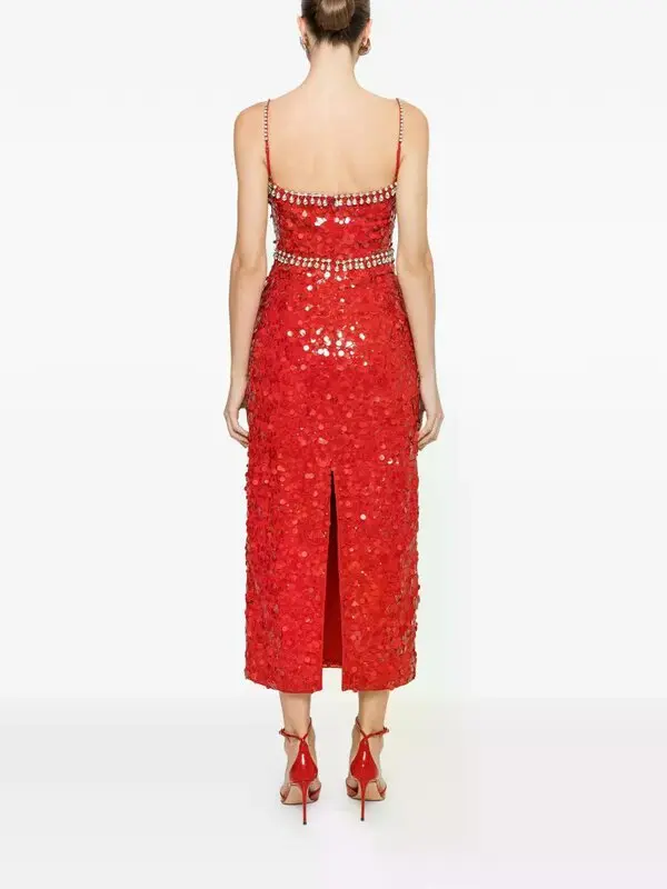 NISSA Crystal-embellished Sequin Midi Dress