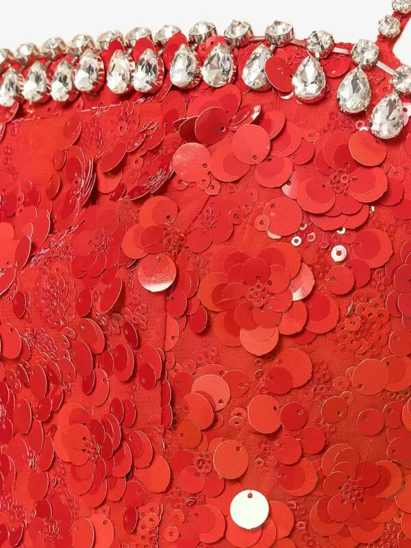 NISSA Crystal-embellished Sequin Midi Dress
