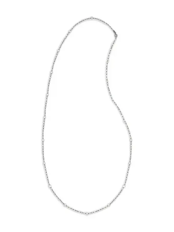 JEWELS AFICIONADO 18k White Gold Diamond Chain Necklace - Silver