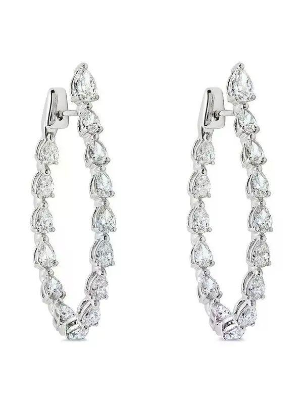 JEWELS AFICIONADO Diamond Hoop Earrings - Silver