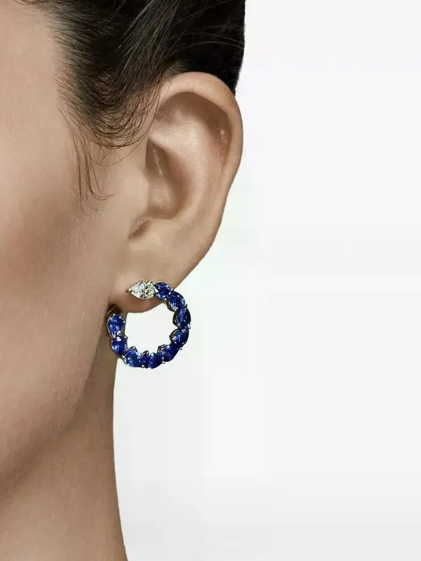 JEWELS AFICIONADO Sapphire And Diamond Hoop Earrings