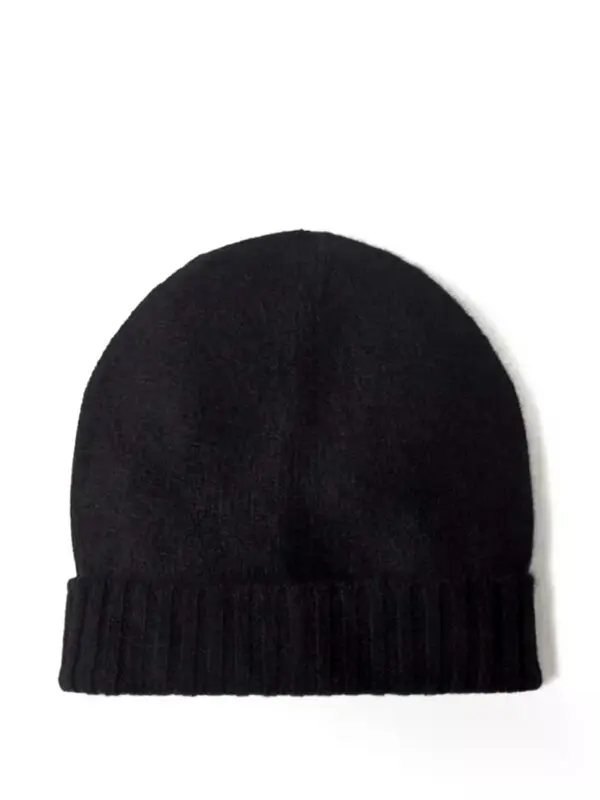 KUJTEN Ribbed Cashmere Beanie Hat - Black