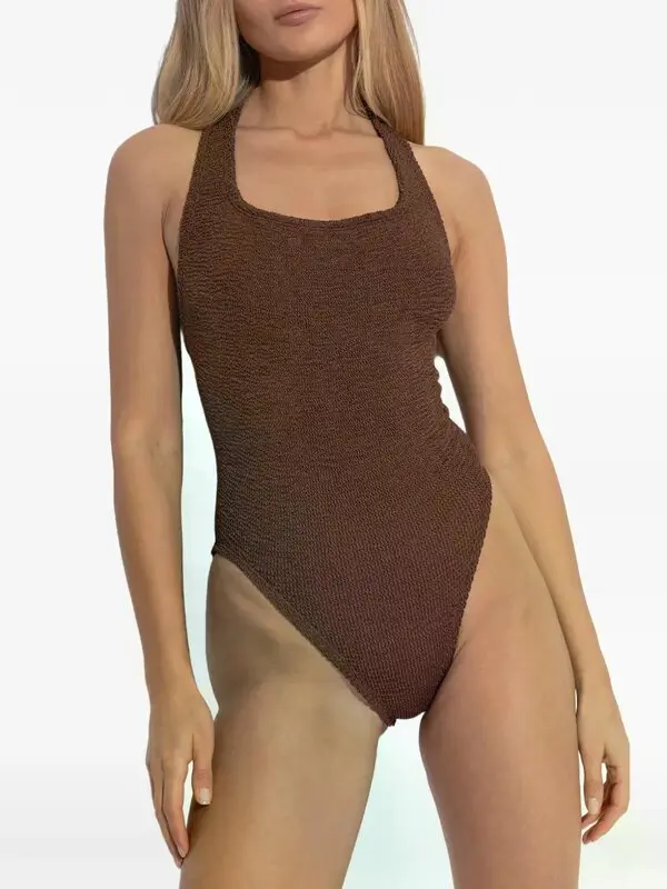 Hunza G Sandy Crinkle One-piece Swimsuit - Brown