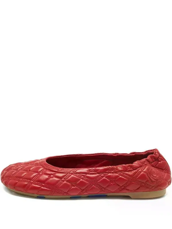 Burberry Leather Quilted Ballet Flats - Red