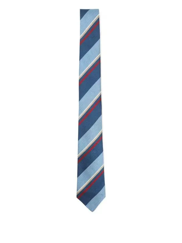 Paul Smith Striped Silk Neck Tie - Blue