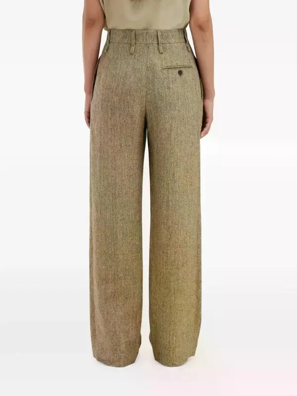 FERRAGAMO Linen Belt Loops Trousers - Neutrals