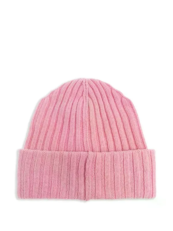 GANNI Ribbed Embroidered Beanie - Pink