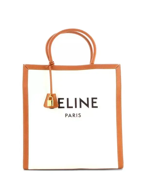 Celine Vertical Cabas Canvas Large Tote Bag - Brown