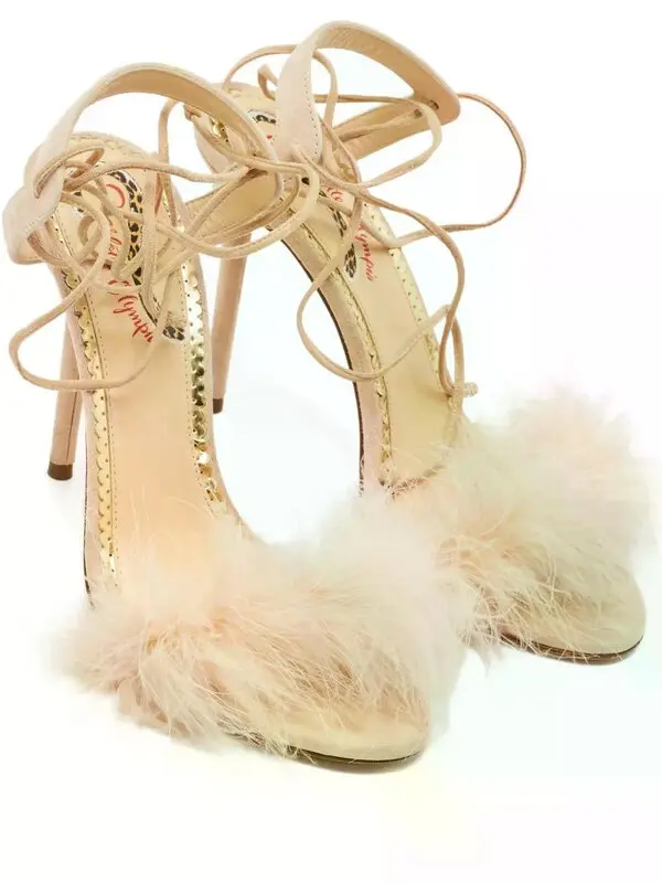 CHARLOTTE OLYMPIA Salsa Faux-fur Ankle-strap Sandals - Neutrals