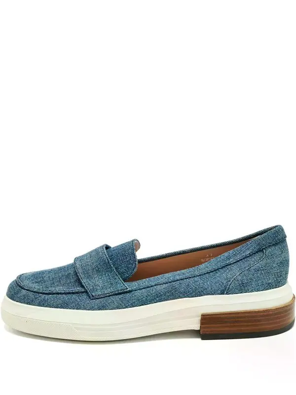 TOD'S Denim Block Heel Loafers