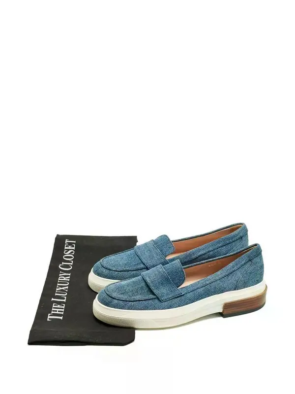TOD'S Denim Block Heel Loafers