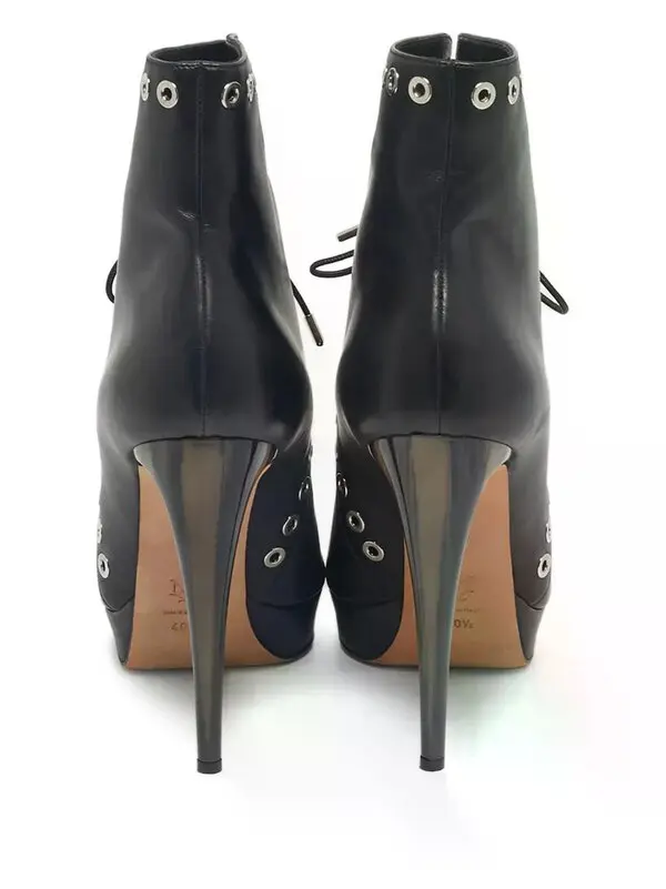 Alexander McQueen Horn-heel Eyelet Ankle Boots