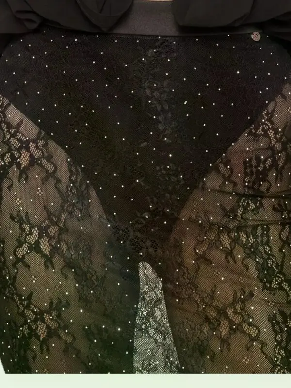NISSA Lace Maxi Skirt - Black