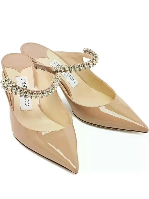 JIMMY CHOO Bing Crystal-embellished Mules - Neutrals