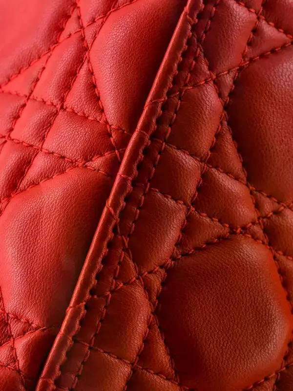 Dior Lady Cannage Quilt Lambskin Medium Satchel - Red
